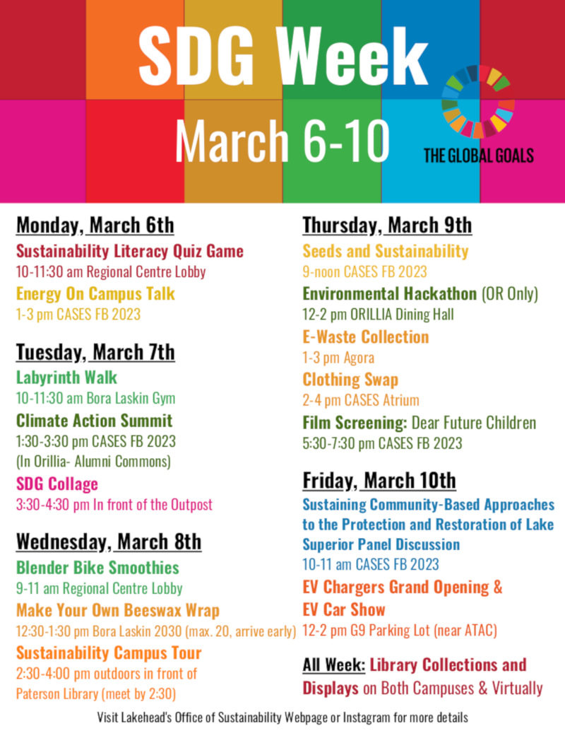 SDG Week Canada March 6-10 | Lakehead University Community Zone