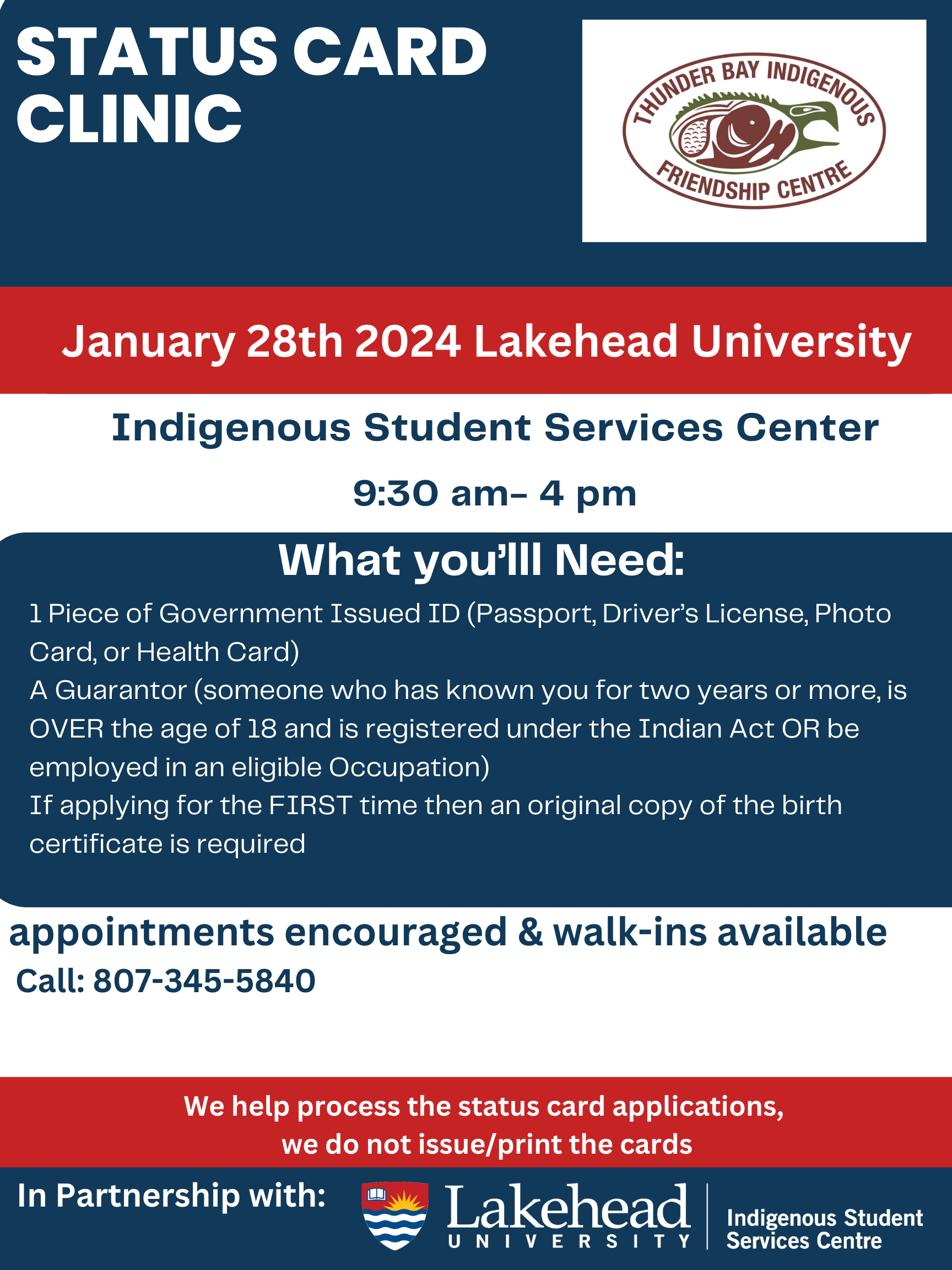 Status Card Clinic | Lakehead University