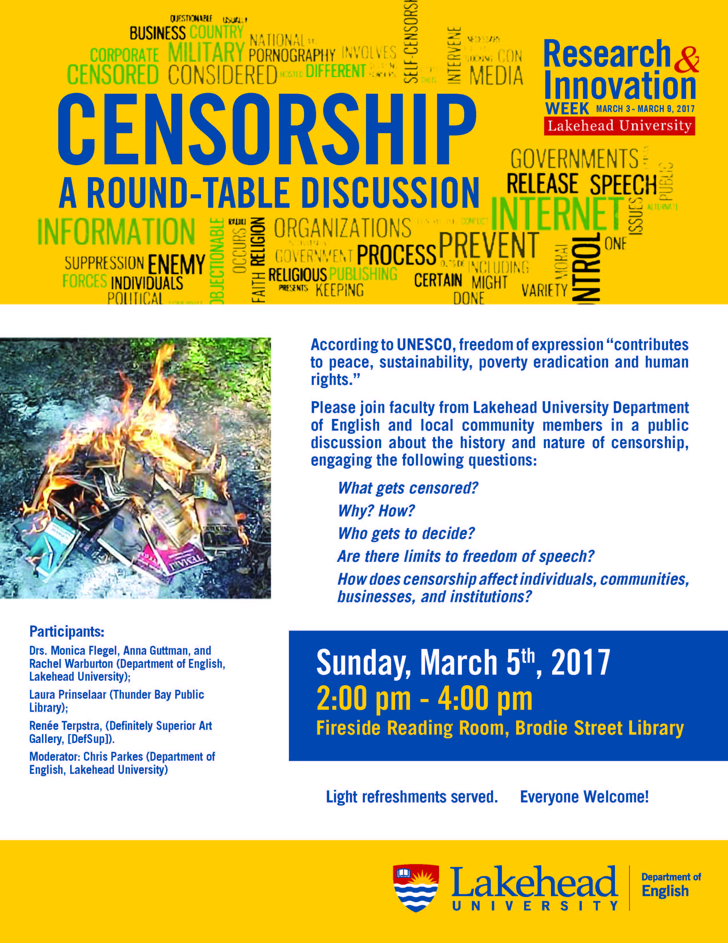 Censorship: A Round-table Discussion | Lakehead University